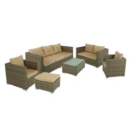 Garden Pleasure 6-tlg Polyrattan Sitzgruppe MURCIA Garten Lounge Kunststoff Garnitur Rattanoptik