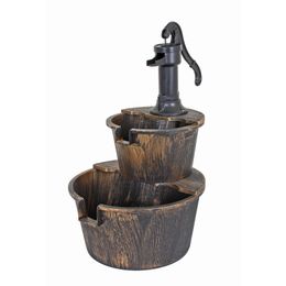 Garden Pleasure 74cm Brunnen Holz Optik Wasserspiel Springbrunnen Gartenbrunnen Garten Deko