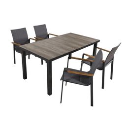 Garden Pleasure 5-tlg. Alu Tischgruppe RANA Set Garten Sitzgruppe Outdoor Grau Metall Kunststoff