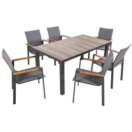 Garden Pleasure 7-tlg. Alu Tischgruppe RANA Set Garten Sitzgruppe Outdoor Grau Metall Kunststoff