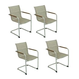 Garden Pleasure 4x Freischwinger Stuhl Stühle Sessel Set Gartensessel Garten Balkon Terrasse