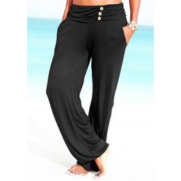Lascana Strandhose mit Zierknöpfen und Taschen, Jerseyhose, leicht und elastisch, schwarz