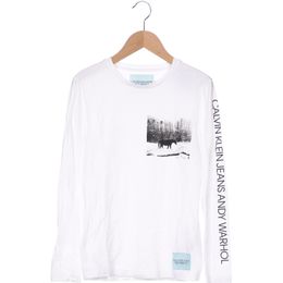 Calvin Klein Jeans Damen Langarmshirt, weiß, Gr. 34