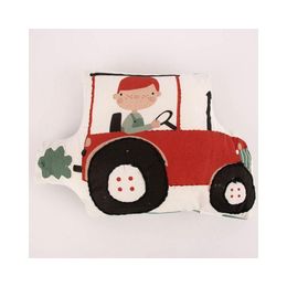 SCHÖNER LEBEN. SCHÖNER LEBEN. Dekokissen Kinderkissen Traktor aus Baumwolle grün weiß rot schwarz 40x27cm