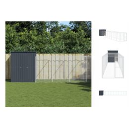 vidaXL Hundezwinger Hundehütte mit Auslauf Anthrazit 165x1067x181 cm Stahl Verzinkt