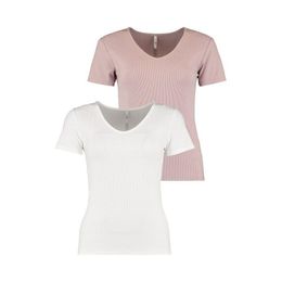 Haily's HaILY’S T-Shirt 2-er Pack T-Shirt Geripptes Top Stretch Oberteil (2-tlg) 6916 in Weiß-Rot