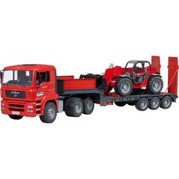 Bruder 02774 MAN TGA LKW mit Tieflader und Manitou Teleskoplader