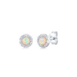 Elli Premium Paar Ohrstecker Stecker Opal Kristalle Zart 925 Silber, silberfarben