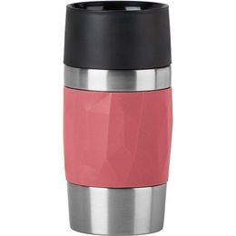 Emsa Thermobecher Travel Mug Compact, Edelstahl, Kunststoff, Silikon, 0,3L, Edelstahl, 3h warm/6h kalt, 360°Trinköffnung, spülmaschinenfest, rosa