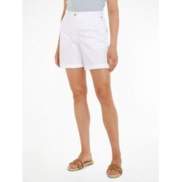 Tommy Hilfiger Chinoshorts CO BLEND CHINO SHORT mit Logostickerei, weiß