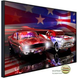 papermoon Infrarotheizung Amerikanische Autos, Flagge, sehr angenehme Strahlungswärme, bunt
