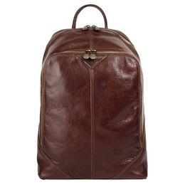 Pike Piké Cityrucksack, echt Leder, Made in Italy, braun