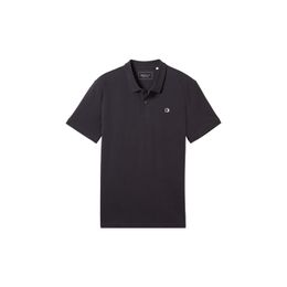Tom Tailor Denim Herren Basic Poloshirt mit Logo Print, grau, Uni, Gr. XL