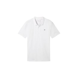 Tom Tailor Denim Herren Basic Poloshirt mit Logo Print, weiß, Uni, Gr. XXL