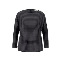 Tom Tailor Denim Damen Gestreiftes Shirt mit Schleifendetail, schwarz, Streifenmuster, Gr. XS