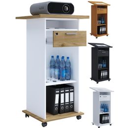 Vcm Holz Standschreibtisch ideal f&uuml;r Beamer oder Projektor mit Rollen Ma&szlig;e: H. 108 x B. 60 x T. 50 cm Pultfl&auml;che neigbar Schublade abschlie&szlig;bar - Neta