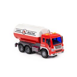 Polesie Spielzeug Tankwagen 86372 LKW Lichteffekte Musik Schwungantrieb 4 Tasten rot