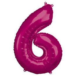 Amscan® Folienballon Zahl 6 pink, 1 St.