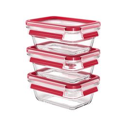 Emsa N10501100 Clip & Close Glas 3-tlg. Frischhaltedosen-Set Transparent/Rot