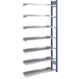 hofe Ordner-Steckregal, einseitig, Höhe 2350 mm, BxT 1000 x 300 mm, Anbauregal, blau / verzinkt