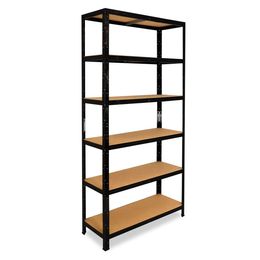 shelfplaza BLACK 200x60x23cm Schwerlastregal in schwarz mit 6 Böden