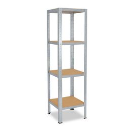 shelfplaza® HOME 155x50x50cm Schwerlastregal in verzinkt mit 4 Böden