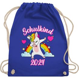 Shirtracer Turnbeutel Schulkind 2024 dabbendes Einhorn Regenbogen