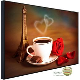 papermoon Infrarotheizung Tee mit Rosen und Eiffelturm, sehr angenehme Strahlungswärme, bunt
