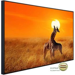 papermoon Infrarotheizung Giraffen gegen Sonnenuntergang, sehr angenehme Strahlungswärme, bunt