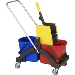 VERMOP Nasswischwagen AQUVA, mit Deichsel und Teleskopstiel, 2 x 17-l-Eimer