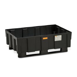 CEMO PE-Auffangwanne für 200-l-Fässer, mit Kufen, Auffangvolumen 250 l, ohne Gitterrost