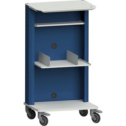 ANKE Laptop- / Gerätewagen, mit zusätzlicher Ablage, 2 Buchstützen, grau / blau