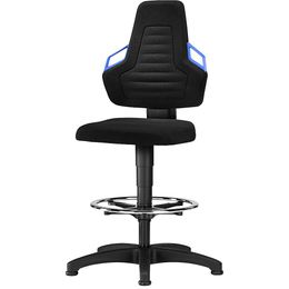 bimos Arbeitsdrehstuhl, mit Handgriff, mit Bodengleitern und Fußring, Textil