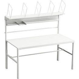treston Packtisch komplett, manuell höhenverstellbar, mit Karton-Magazinboard, Dokumentenablage, Lochplatte und Rollenhaltern, HxBxT 1080 - 1550 x 1800 x 900 mm