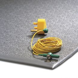 Coba Cobastat Anti-Ermüdungsmatte, ableitend, mit Erdungskabel, PVC grau, LxB 900 x 600 mm