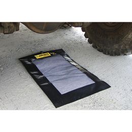 Justrite Saugkissen-Matte, nachfüllbar, Größe XL, mit 5 Absorber-Saugkissen, LxB 914 x 610 mm