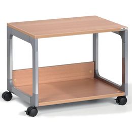 Durable Multifunktions- / Druckerfahrwagen, 2 Böden, silber / Buche