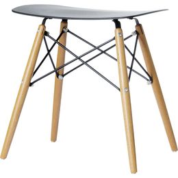 meet Hocker SKOLL, Beine Massivholz Buche, Sitzfläche schwarz