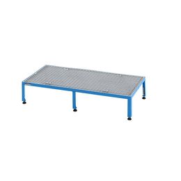 eurokraft pro Arbeitsplattform, Höhenverstellbereich 255 - 320 mm, mit Gitterrostplatte, Plattform LxB 1210 x 610 mm, lichtblau