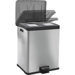 EKO Pedal-Abfallsammler, Volumen 2 x 30 l, BxHxT 459 x 636 x 495 mm, Edelstahl, matt