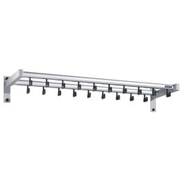 eurokraft pro Wandgarderobe, mit Hutablage, 19 Mantelhaken, ohne Kleiderbügel, silber