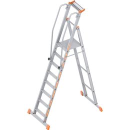 Layher Alu-Podestleiter, einseitig begehbar, klappbar, 8 Stufen