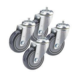 Proroll Gummireifen thermoplastisch, Set-Angebot, 4 x Lenkrolle mit Gewindestift, Rad-Ø x Breite 50 x 18 mm