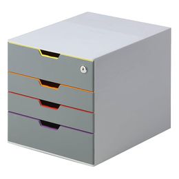 Durable Schubladenbox VARICOLOR®, HxBxT 292 x 280 x 356 mm, abschließbar, 4 Schubladen, grau