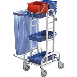 eurokraft pro Reinigungswagen Edelstahl, mit 2 x 10-l-Eimer, Kunststoffrollen