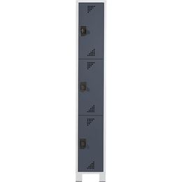 eurokraft pro 3er-Schließfachschrank Bremen, 1 Abteil, lichtgrau / anthrazitgrau, Breite 300 mm, 3 Fächer