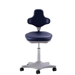bimos Labor-Arbeitsdrehstuhl LABSTER, Höhenverstellung 460 - 650 mm, mit Rollen, Kunstlederbezug, blau