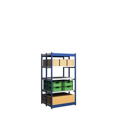 hofe Stabil-Steckregal, doppelseitig, Regalhöhe 2000 mm, blau/verzinkt, Bodenbreite 1025 mm, Grundregal, Breite x Tiefe 1025 x 400 mm