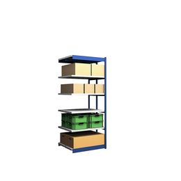 hofe Stabil-Steckregal, doppelseitig, Regalhöhe 2500 mm, blau/verzinkt, Bodenbreite 1025 mm, Anbauregal, Breite x Tiefe 1025 x 400 mm