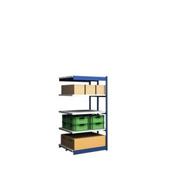 hofe Stabil-Steckregal, doppelseitig, Regalhöhe 2000 mm, blau/verzinkt, Bodenbreite 1025 mm, Anbauregal, Breite x Tiefe 1025 x 400 mm